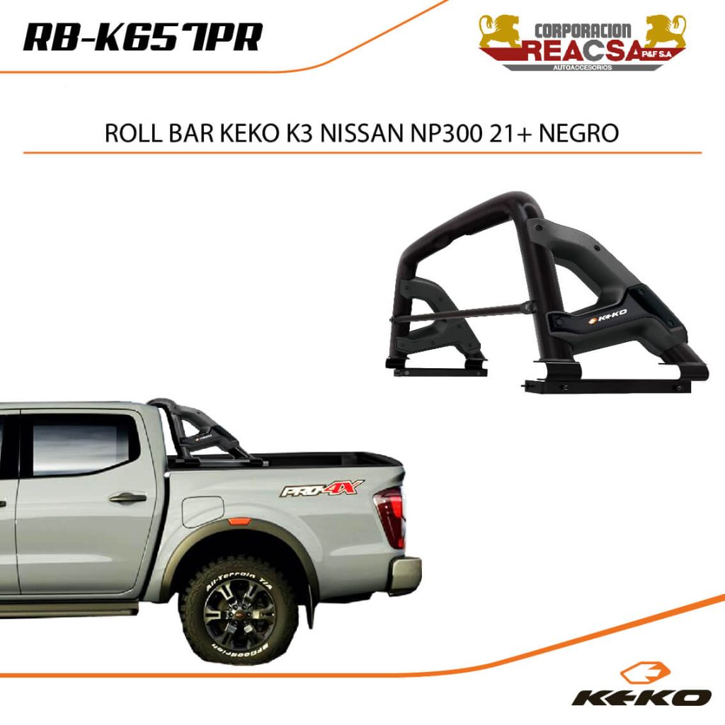 ROLL BAR KEKO K3 NISSAN NP300 21+ NEGRO - REACSA